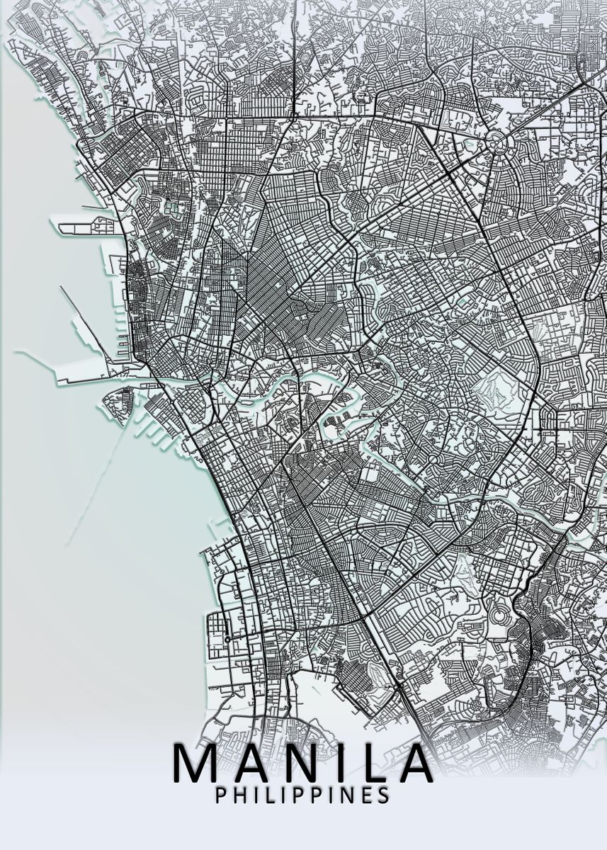 'Manila White City Map' Poster, picture, metal print, paint by City Map ...