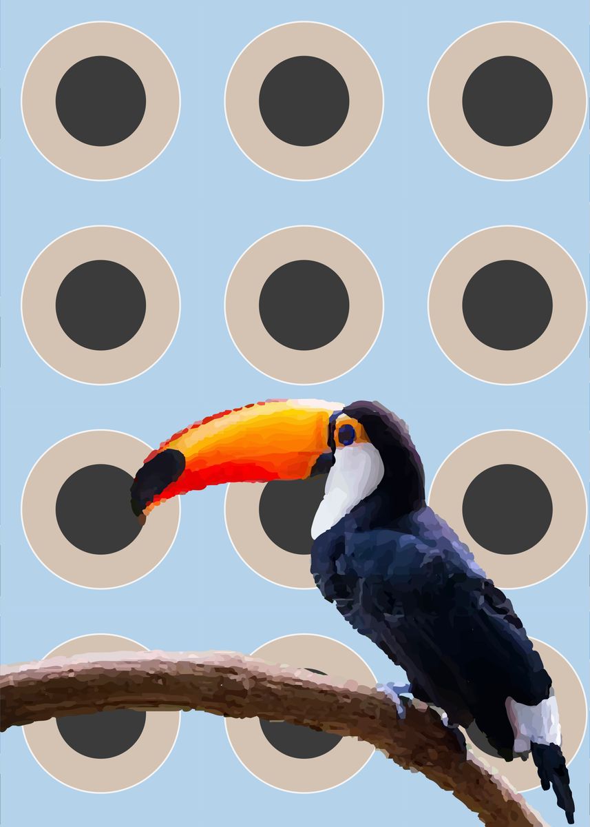 'Circle Tucan' Poster, picture, metal print, paint by Rebeka Abdagic ...