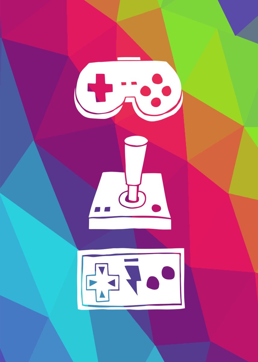 'Colorful Game Controllers' Poster, picture, metal print, paint by ...