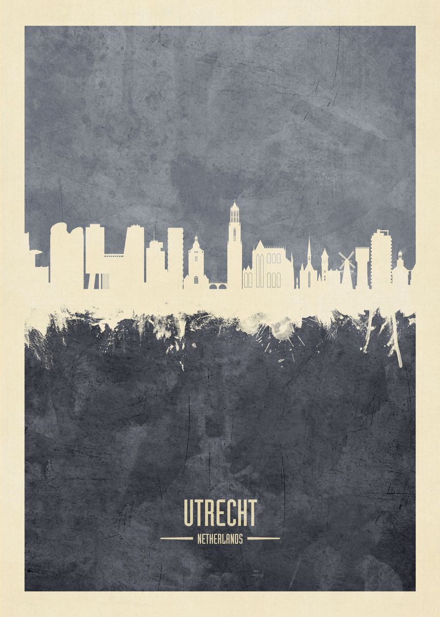 'Utrecht Skyline' Poster, picture, metal print, paint by Michael ...