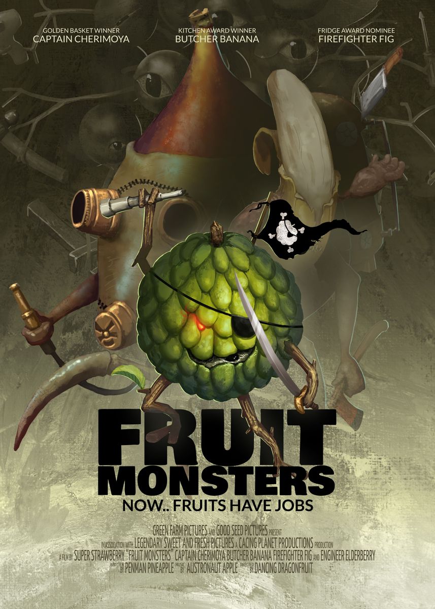 'Fruit Monster Movie Poster' Poster by ndolop studio | Displate
