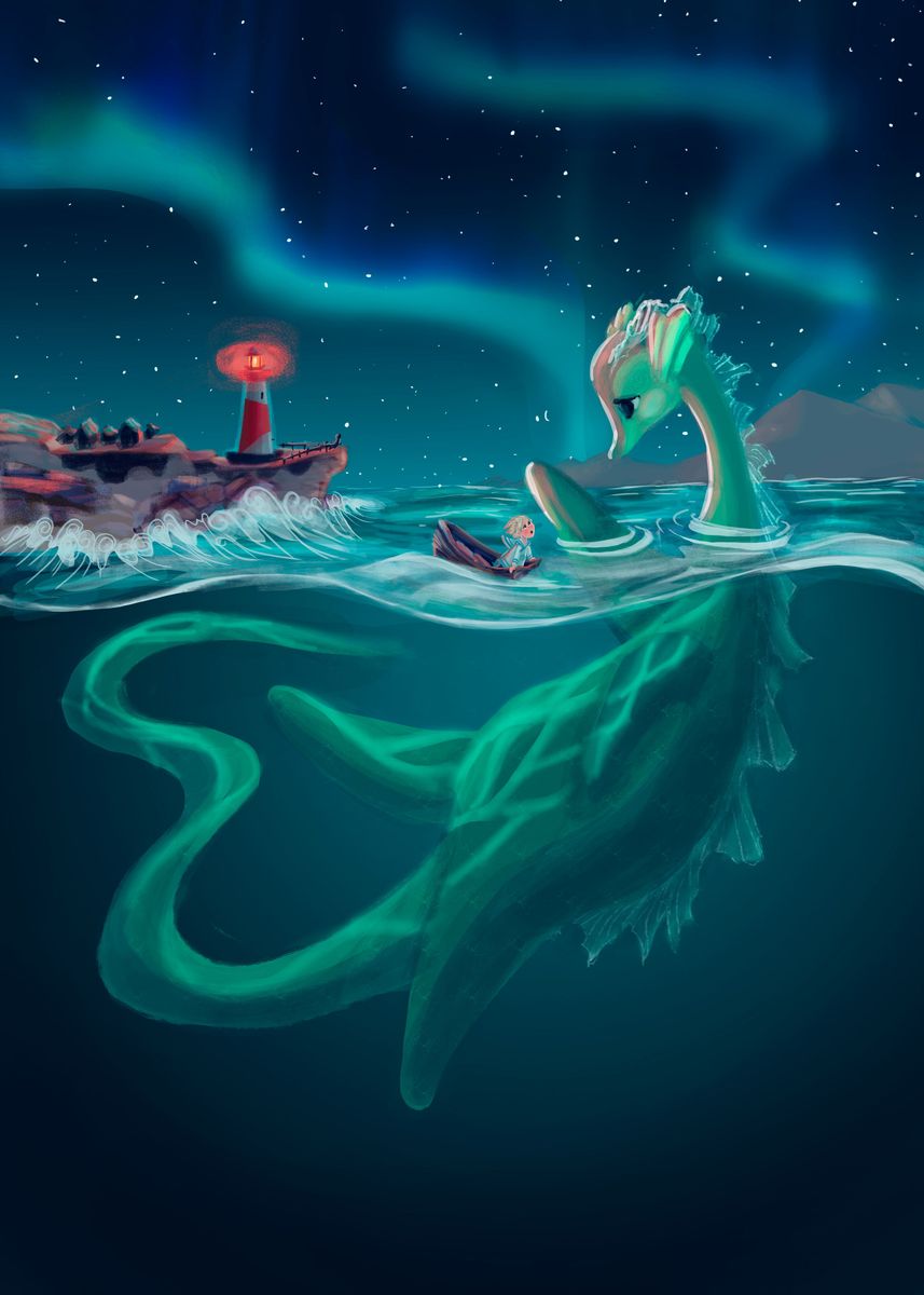 'Nessie' Poster, picture, metal print, paint by Paola Abril | Displate