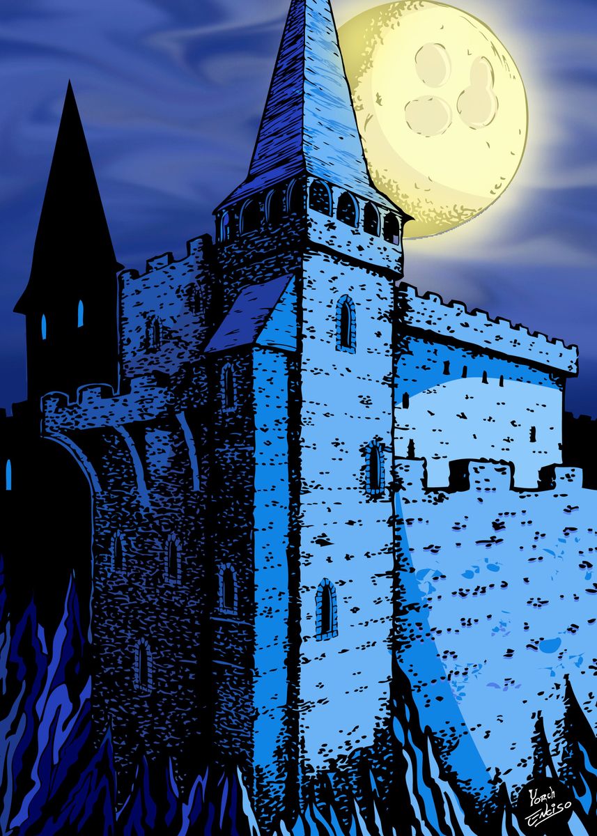 'Castle and moon' Poster by Yorch Enciso | Displate