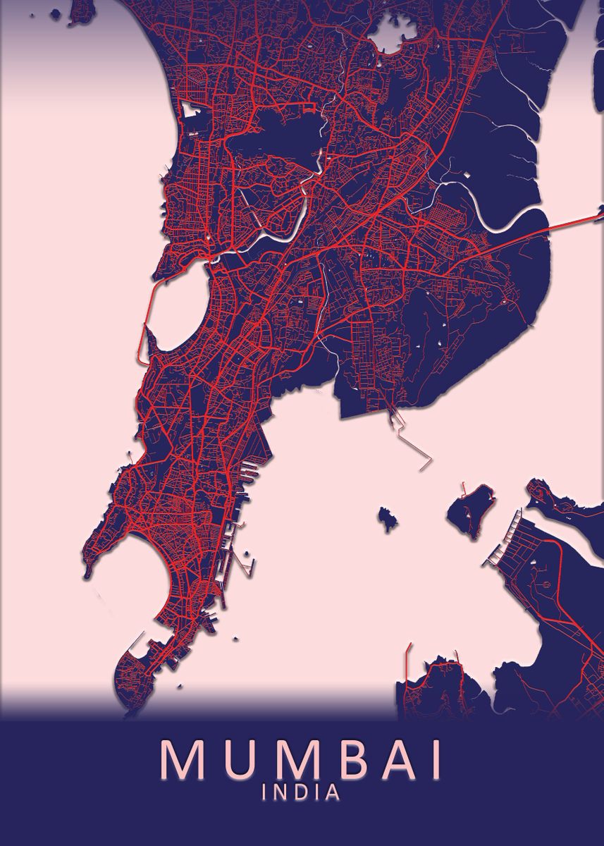 'Mumbai Blue City Map' Poster, picture, metal print, paint by City Map ...