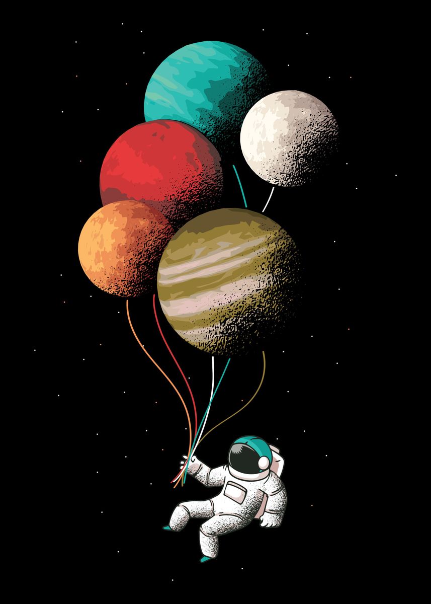 'Astronaut Spaceman' Poster, picture, metal print, paint by Wonderful ...