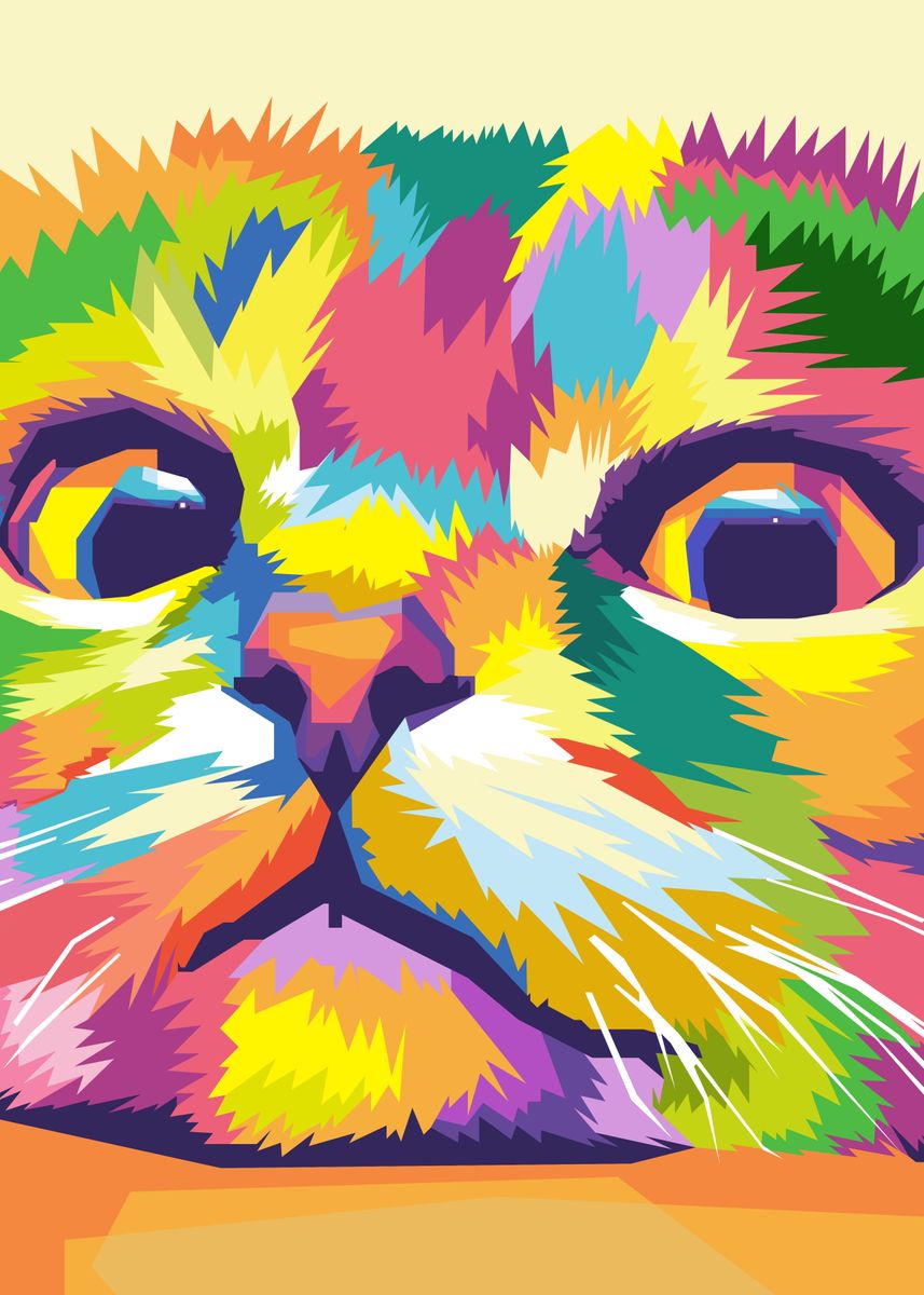 'Cat' Poster, picture, metal print, paint by Sherlock Wijaya | Displate