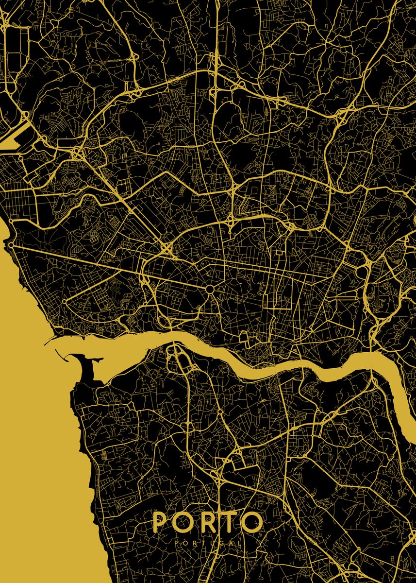 'Porto map gold' Poster by mapsies | Displate