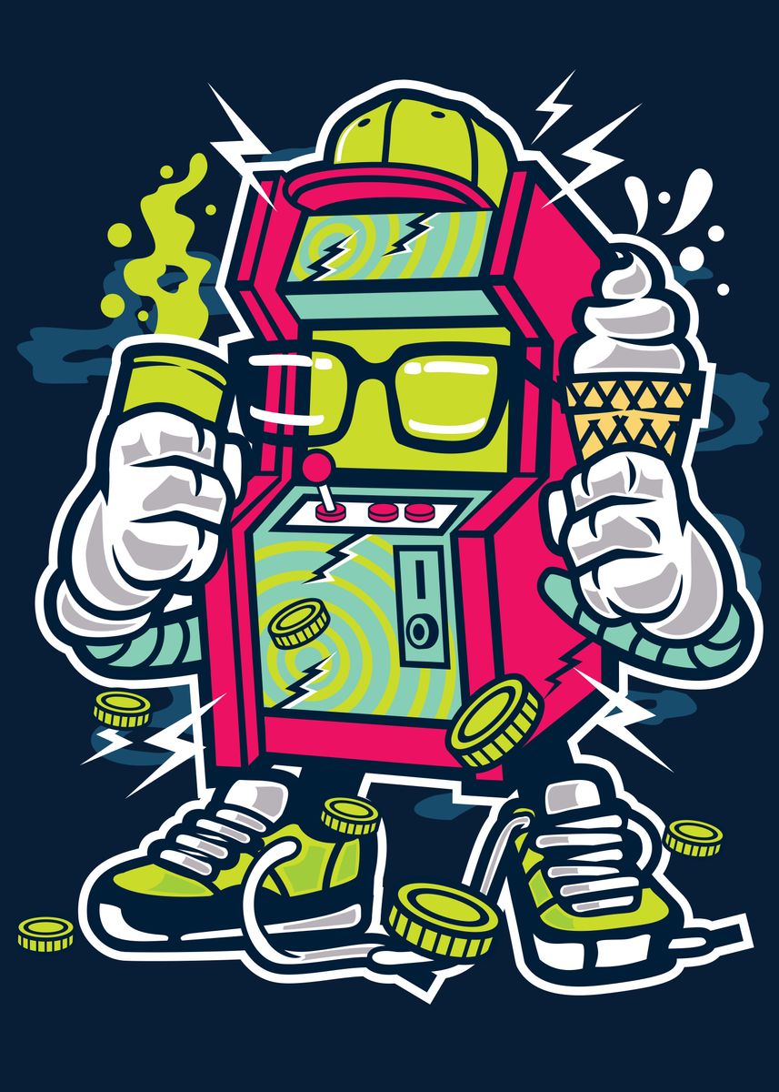 'Mr Arcade' Poster, picture, metal print, paint by Chris Simmons | Displate