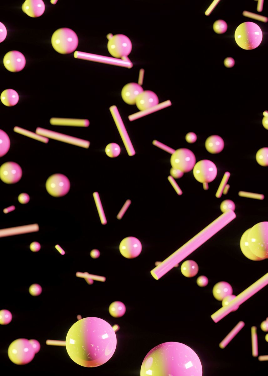 'Floating neon figures' Poster, picture, metal print, paint by Oleksii ...