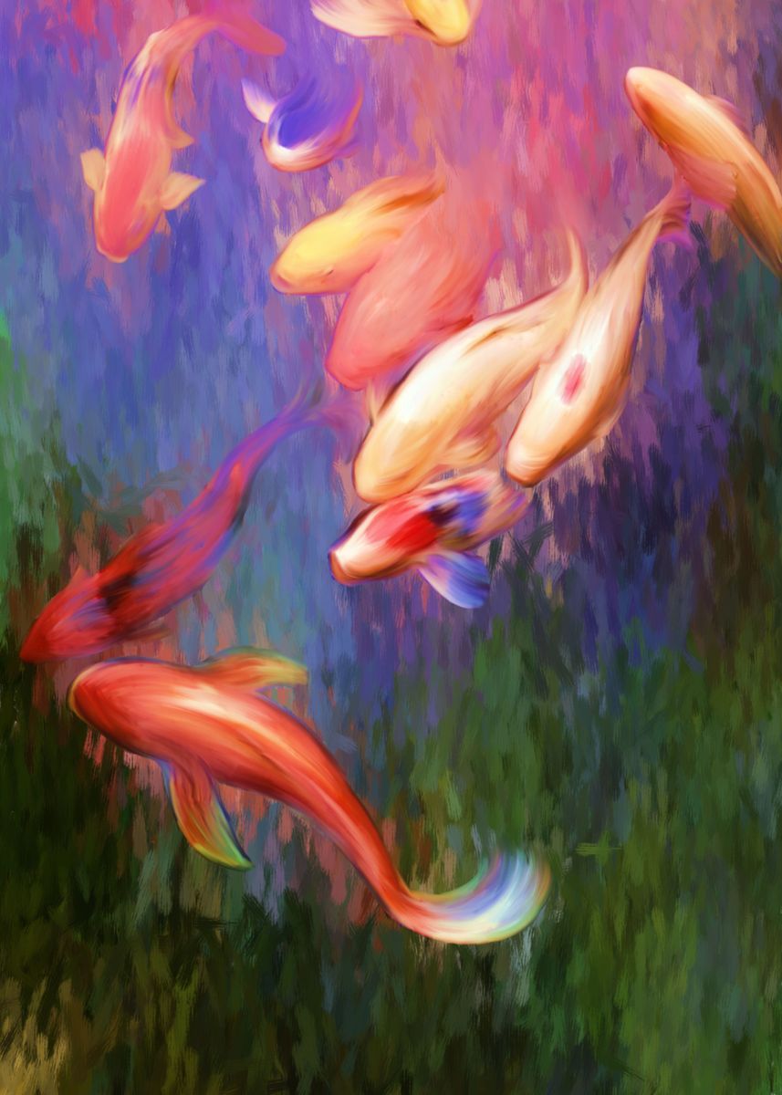 'Japanese Karp' Poster, picture, metal print, paint by Richard Thompson ...