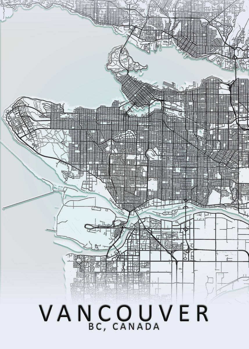 'Vancouver White City Map' Poster by City Map Art Prints | Displate