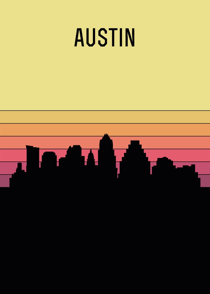 'Austin Skyline' Poster, picture, metal print, paint by Sven Horn ...