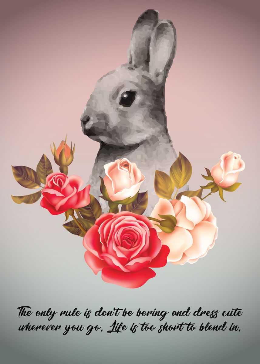 'Inspirational bunny' Poster, picture, metal print, paint by Kaelin ...
