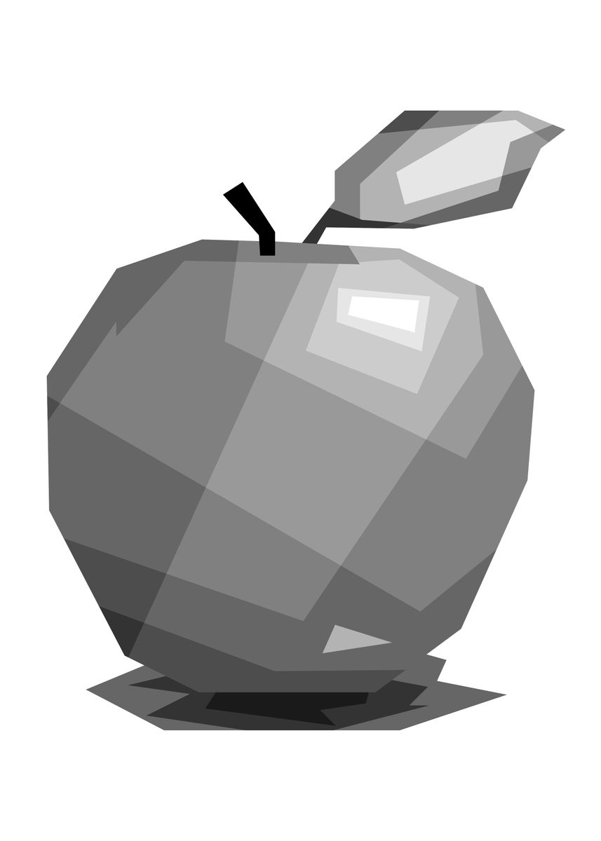 'Apple in Grayscale' Poster, picture, metal print, paint by Rizky Dwi ...