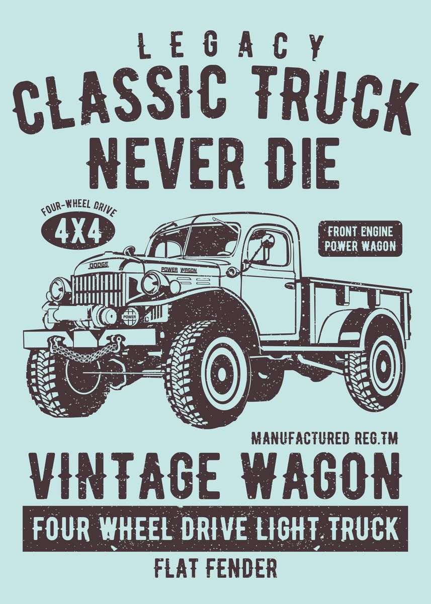 'Classic Truck 4x4' Poster, picture, metal print, paint by Chris ...