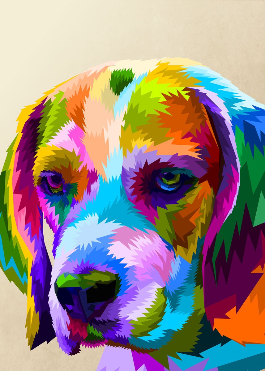 'face of beagle dog' Poster, picture, metal print, paint by peri ...
