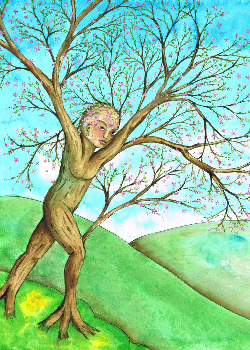 'Spring dryad' Poster, picture, metal print, paint by Bianca Wisseloo ...