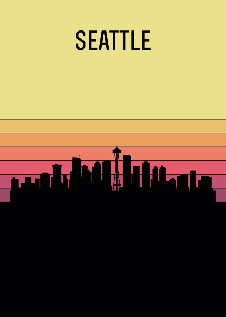 'Seattle Skyline' Poster by Sven Horn | Displate