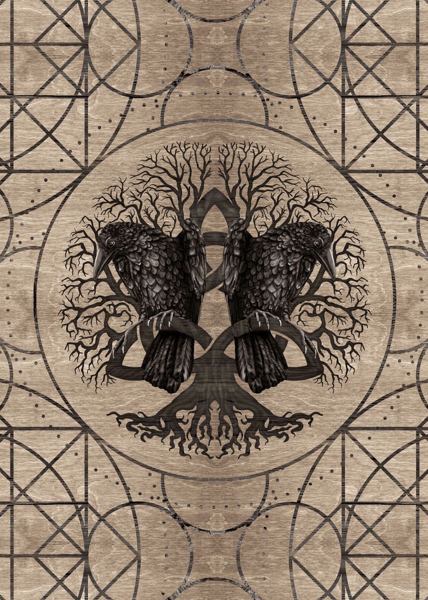 'Tree of life with ravens' Poster, picture, metal print, paint by ...