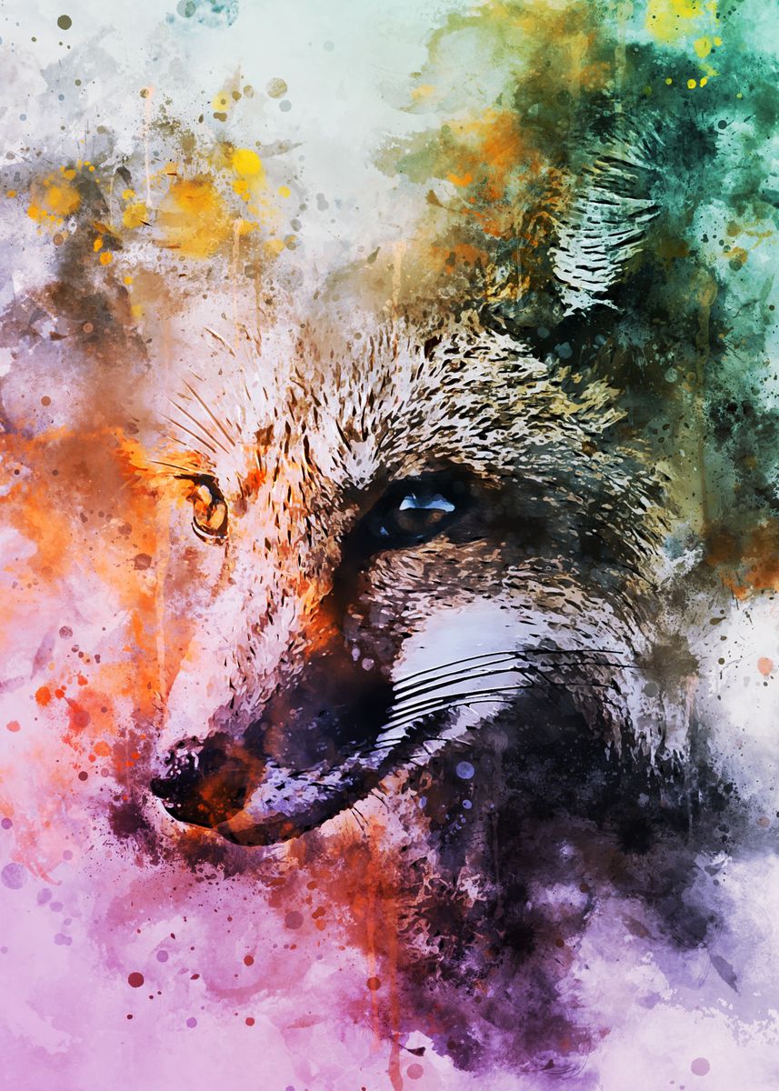 'Brave Fox' Poster, picture, metal print, paint by Andi Permana | Displate