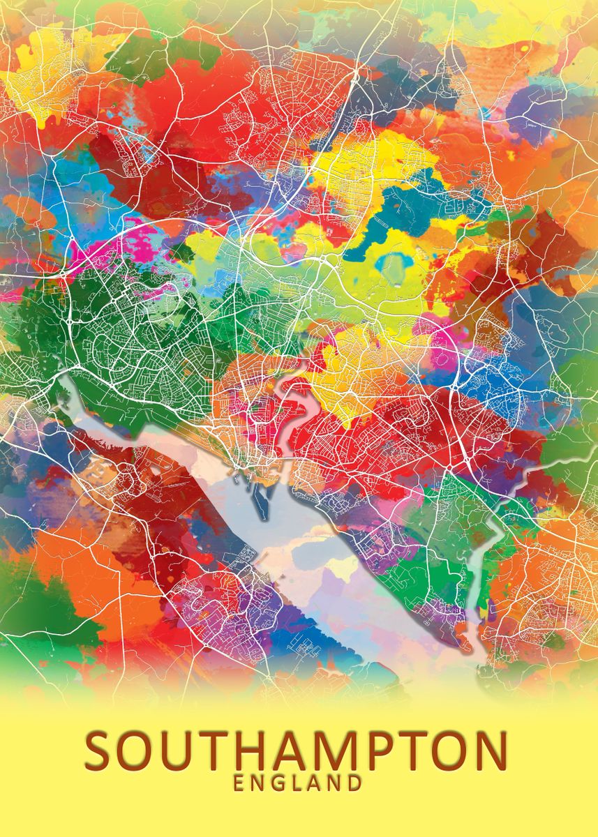'Southampton Splash CityMap' Poster by City Map Art Prints | Displate