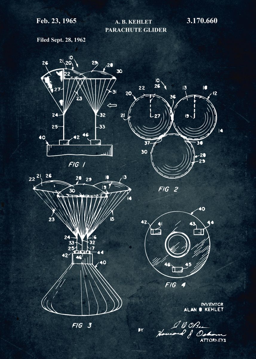 'No399 Parachute Glider' Poster, picture, metal print, paint by Xavier ...
