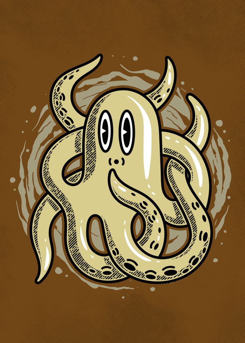 'Cute Octopus' Poster, picture, metal print, paint by Boris Rajic ...