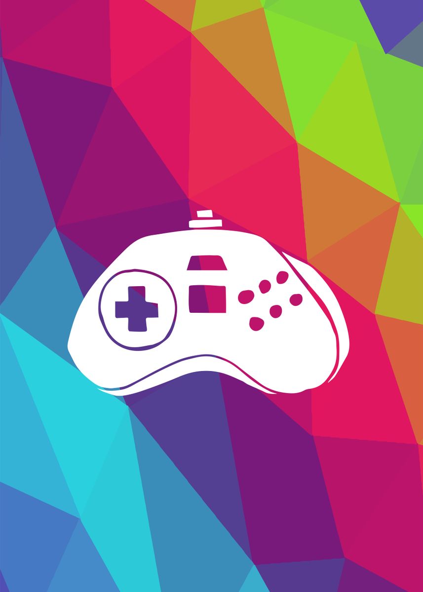 'Rainbow Game Controller 10' Poster, picture, metal print, paint by ...