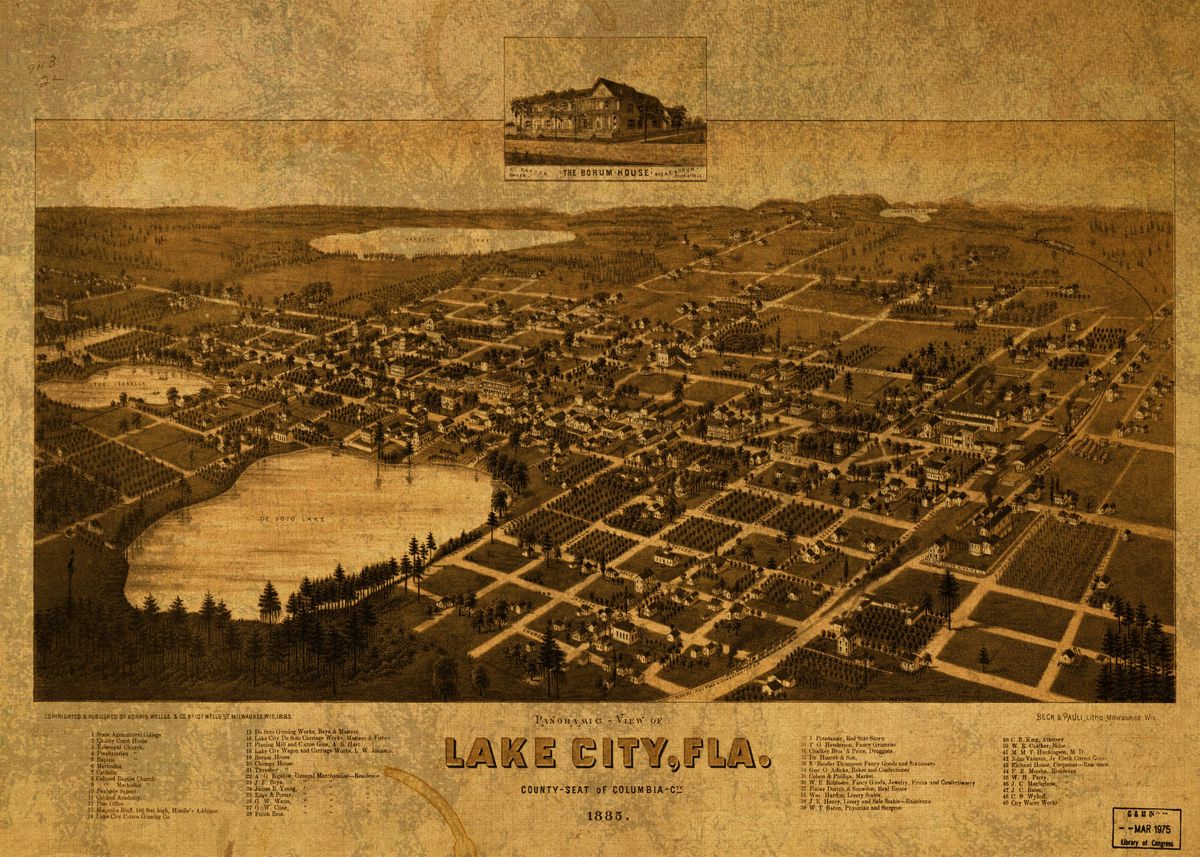 'Lake City Florida Map 1885' Poster by Design Turnpike | Displate