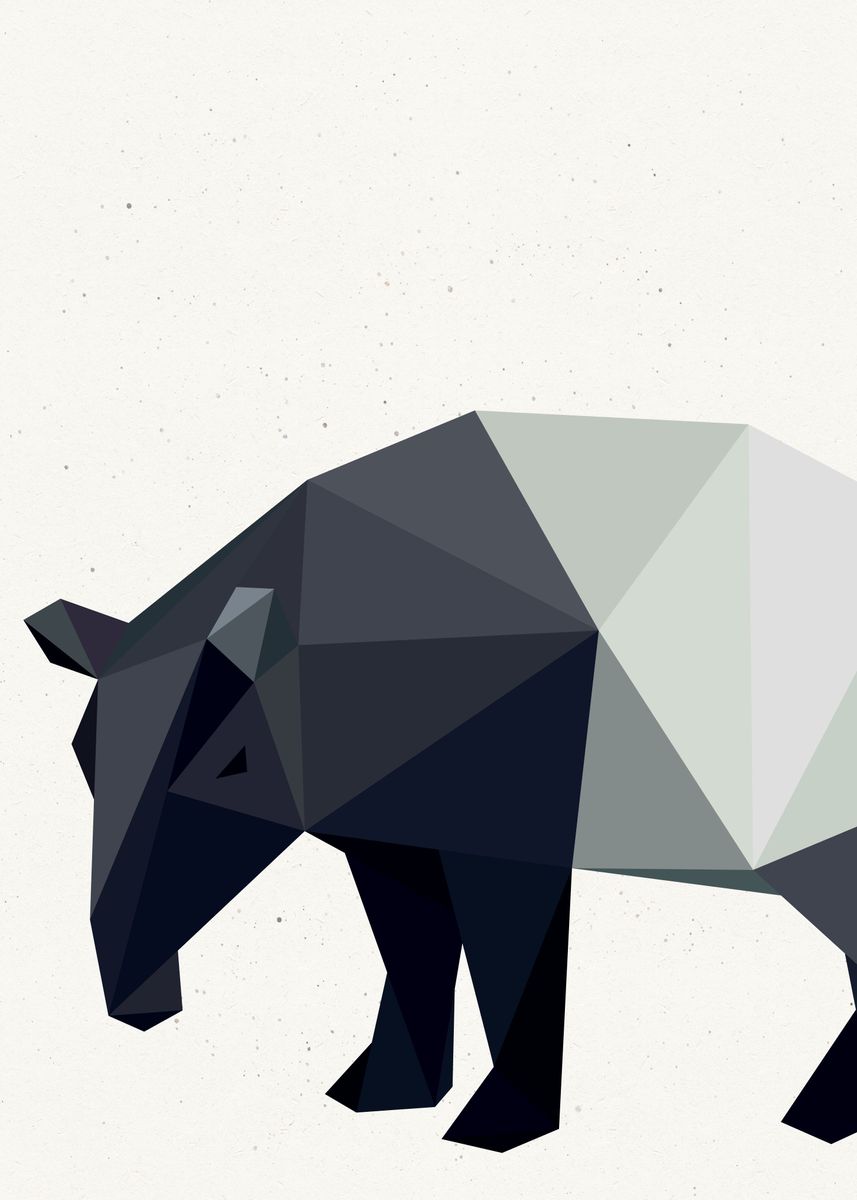 'Low Poly Tapir' Poster, picture, metal print, paint by Arnaldo ...