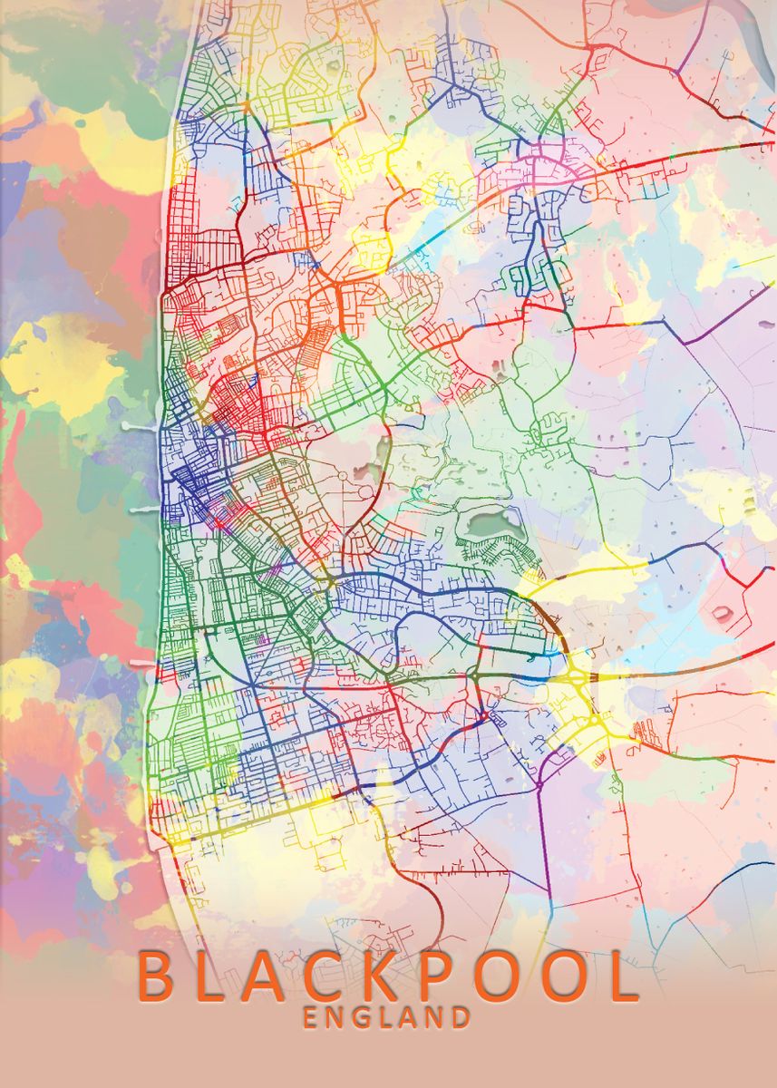 'Blackpool Splash City Map' Poster by City Map Art Prints | Displate