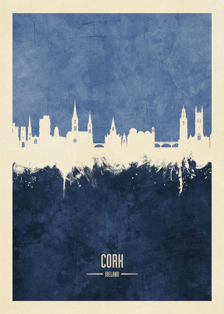 'Cork Ireland Skyline' Poster by Michael Tompsett | Displate