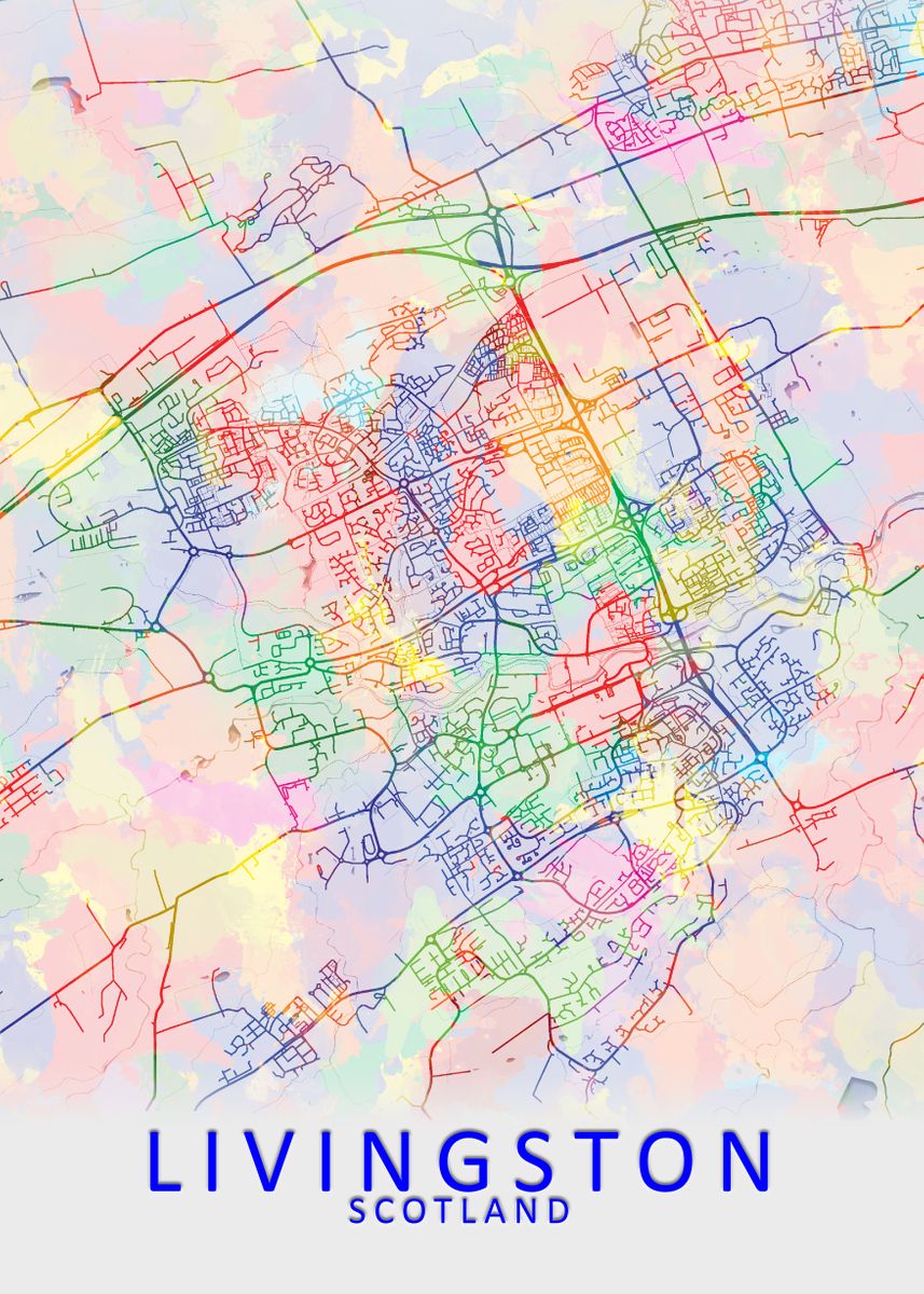 'Livingston Splash City Map' Poster, picture, metal print, paint by ...