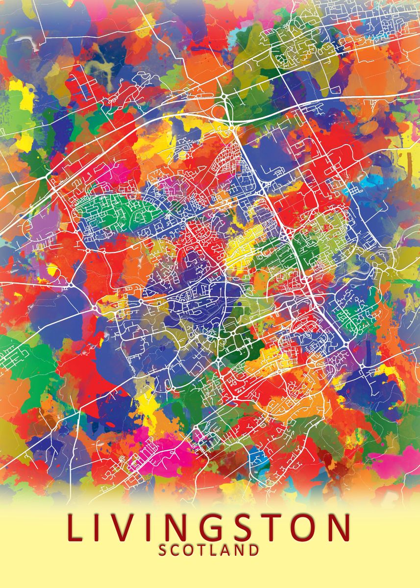 'Livingston Splash City Map' Poster by City Map Art Prints | Displate