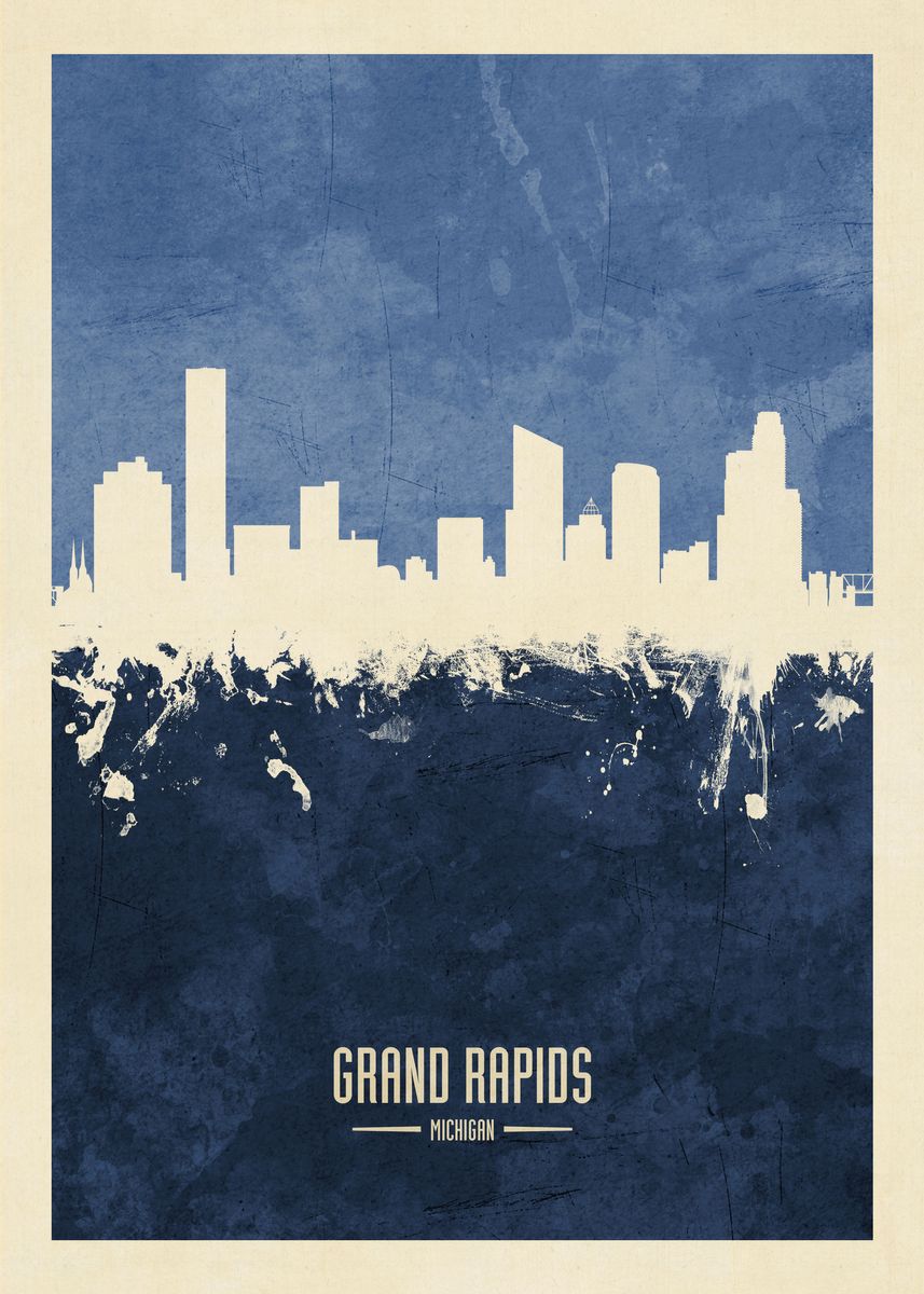 'Grand Rapids Skyline' Poster, picture, metal print, paint by Michael ...