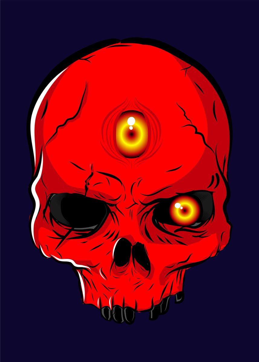 'Cyclops Skull' Poster, picture, metal print, paint by Laichul ...
