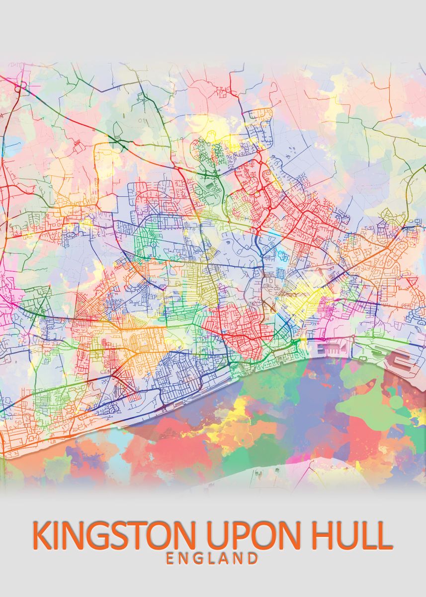 'Hull Splash City Map' Poster, picture, metal print, paint by City Map ...
