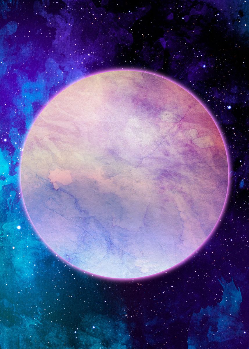 'Purple Moon in Space' Poster, picture, metal print, paint by Wendy ...