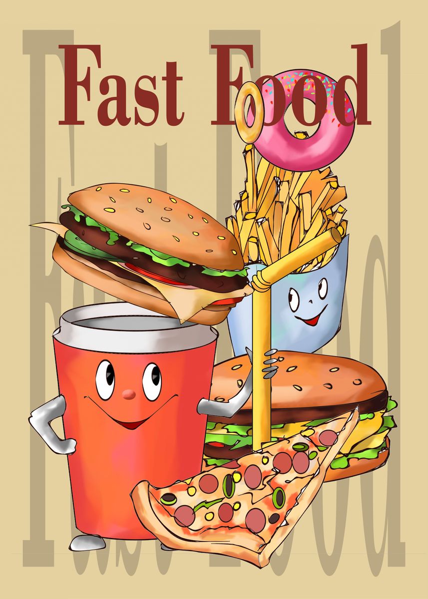 'Fast Food' Poster by Nesrin Gulistan | Displate