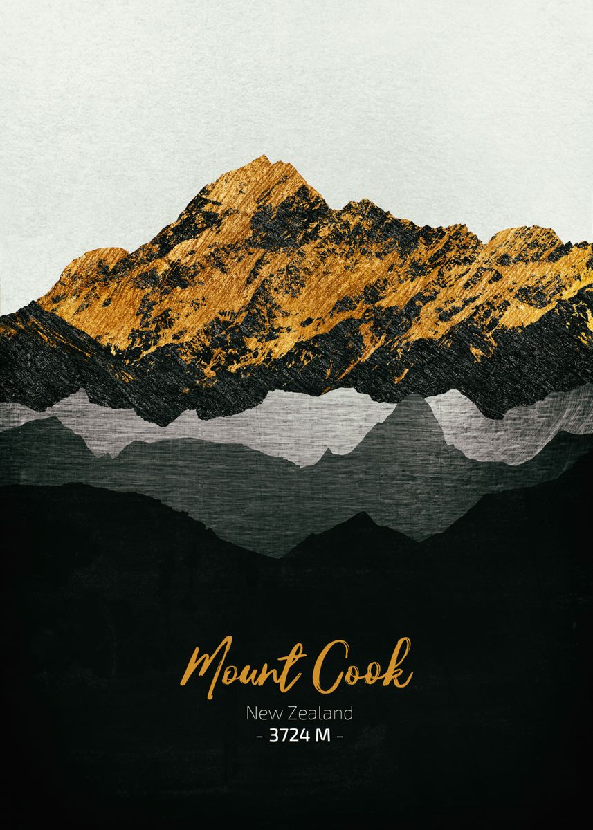 'Mount Cook' Poster, picture, metal print, paint by Tobias Roetsch ...