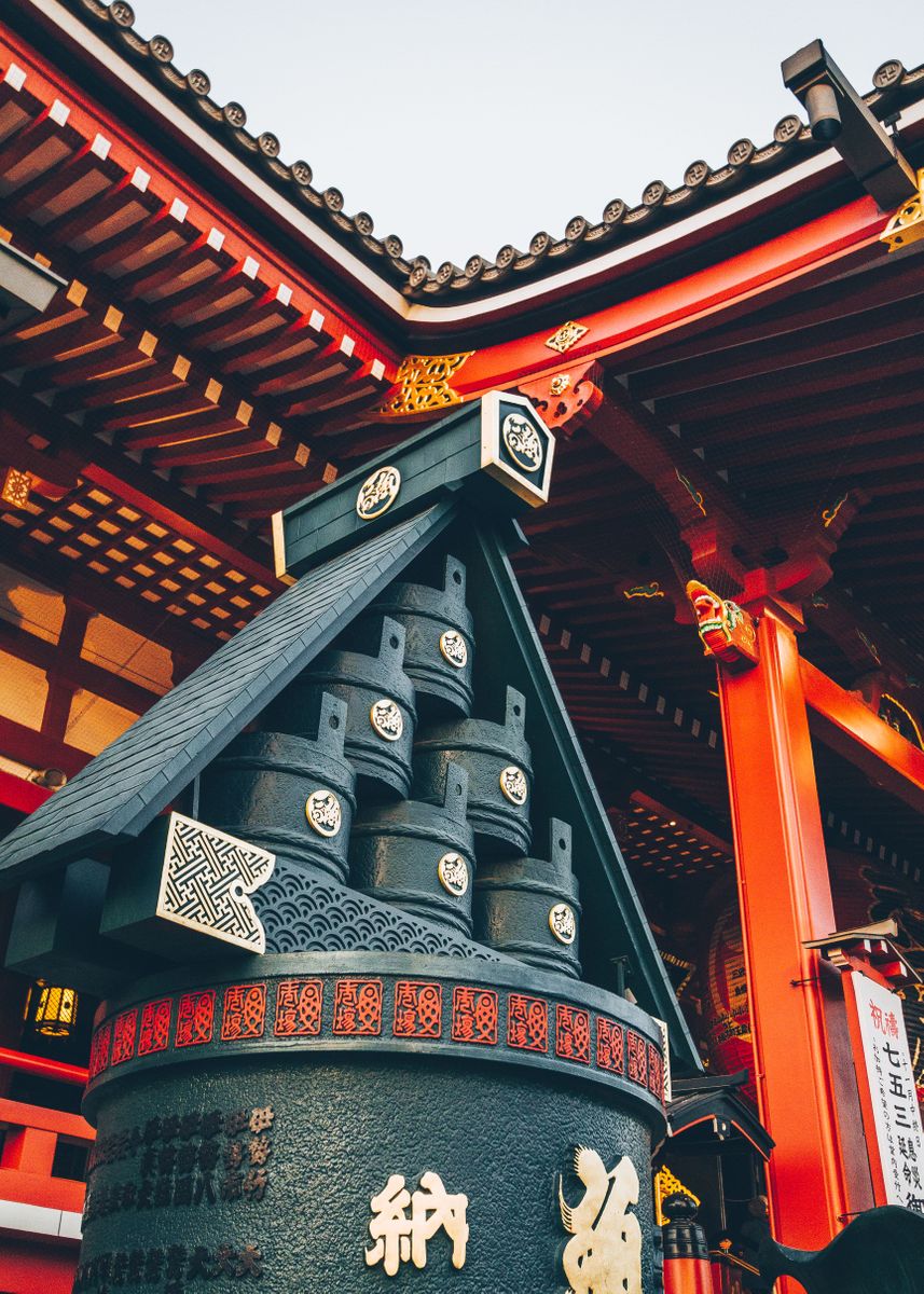 'Japanese Details on Temple' Poster, picture, metal print, paint by ...