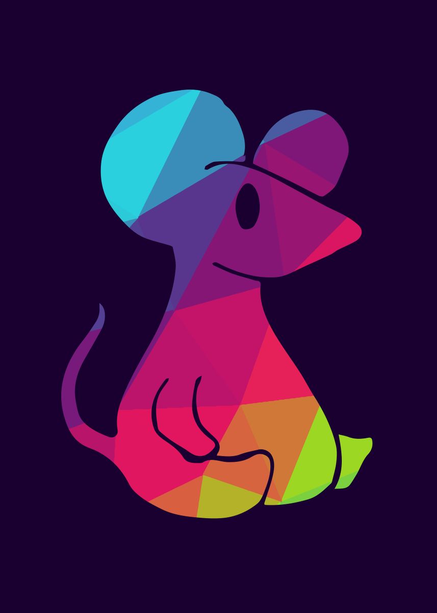 'Rat Animal Rainbow 4' Poster, picture, metal print, paint by Maricris ...