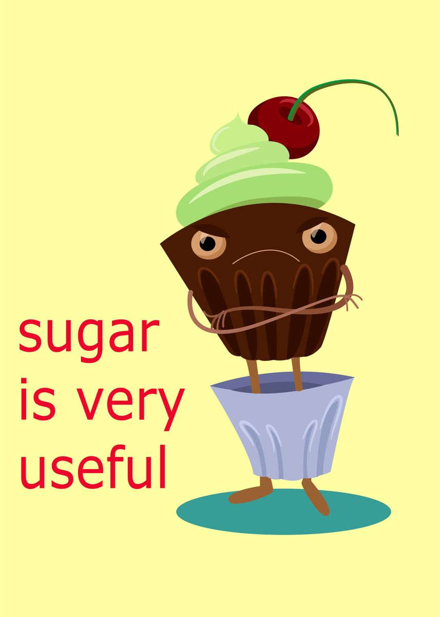 'angry cupcake dessert with' Poster, picture, metal print, paint by ...