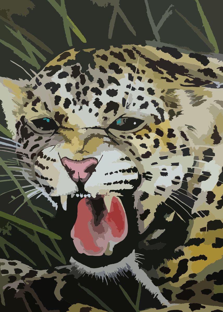 'Angry Forest Leopard' Poster, picture, metal print, paint by Don ...