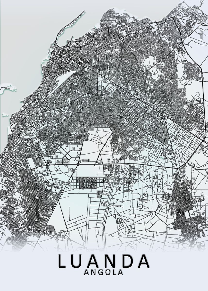 'Luanda White City Map' Poster, picture, metal print, paint by City Map ...
