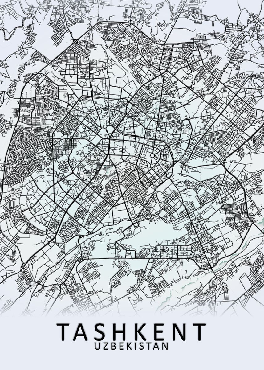 'Tashkent White City Map' Poster, picture, metal print, paint by City ...