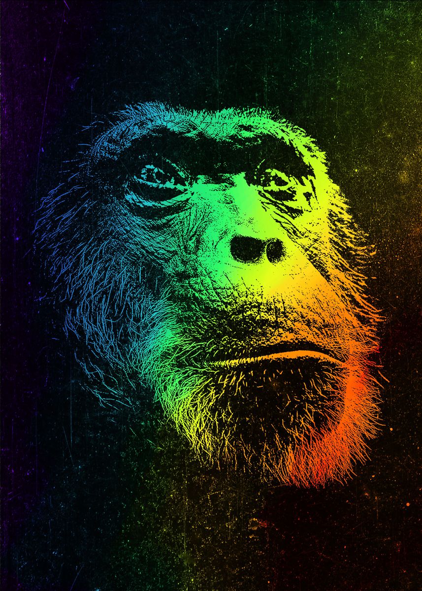 'Ape Colorful' Poster, picture, metal print, paint by Charismatic ...
