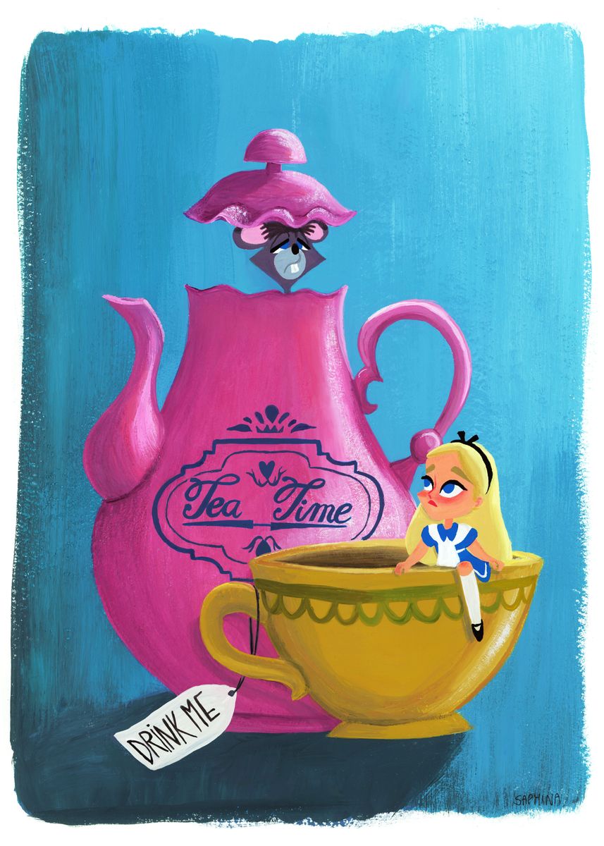 'Tea Time with Alice' Poster, picture, metal print, paint by Sarina ...