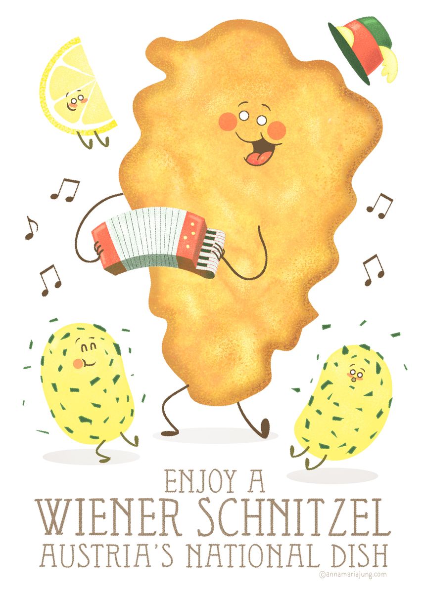 'Enjoy a Wiener Schnitzel' Poster, picture, metal print, paint by Anna ...