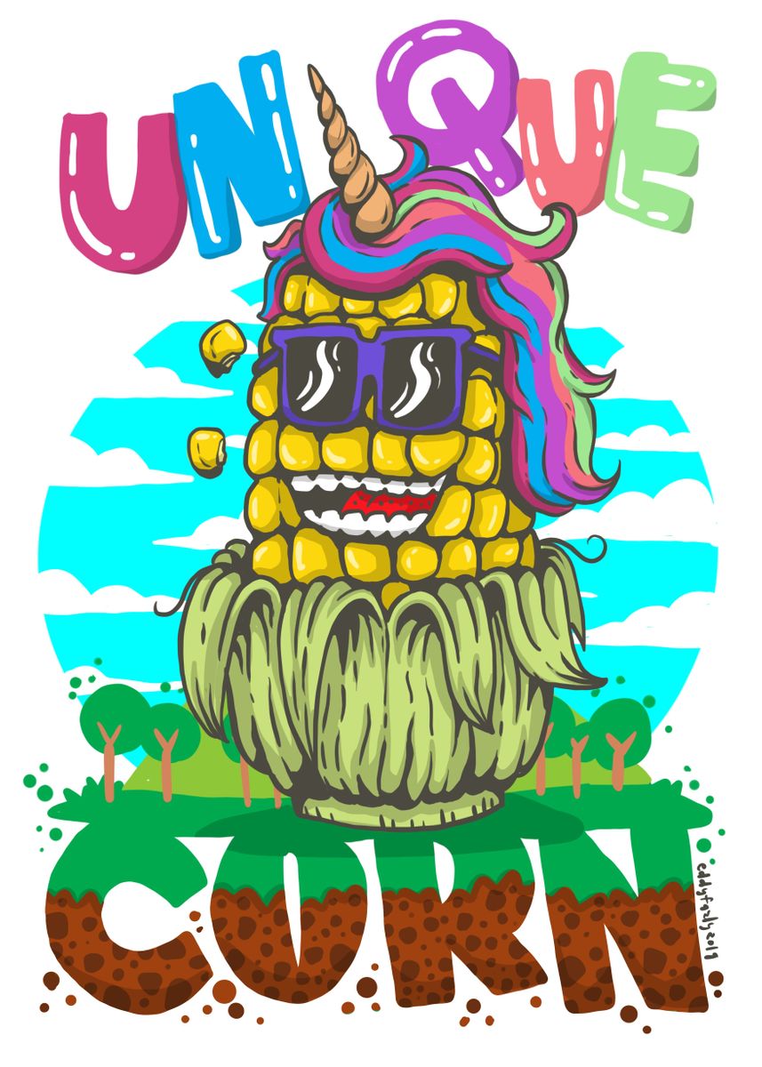 'Unique Corn the Unicorn' Poster, picture, metal print, paint by Eddy ...